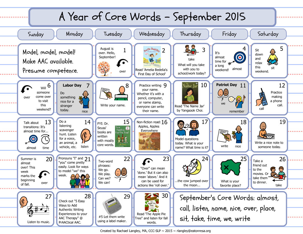 PrAACtically September: AAC Resources for a Year of Core Vocabulary ...